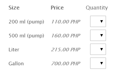 How do I limit quantity for each product option?